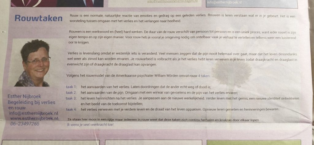 Rouwtaken – Esther Nijbroek